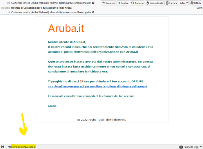 Phishing Aruba - Si.Re Informatica S.r.l
